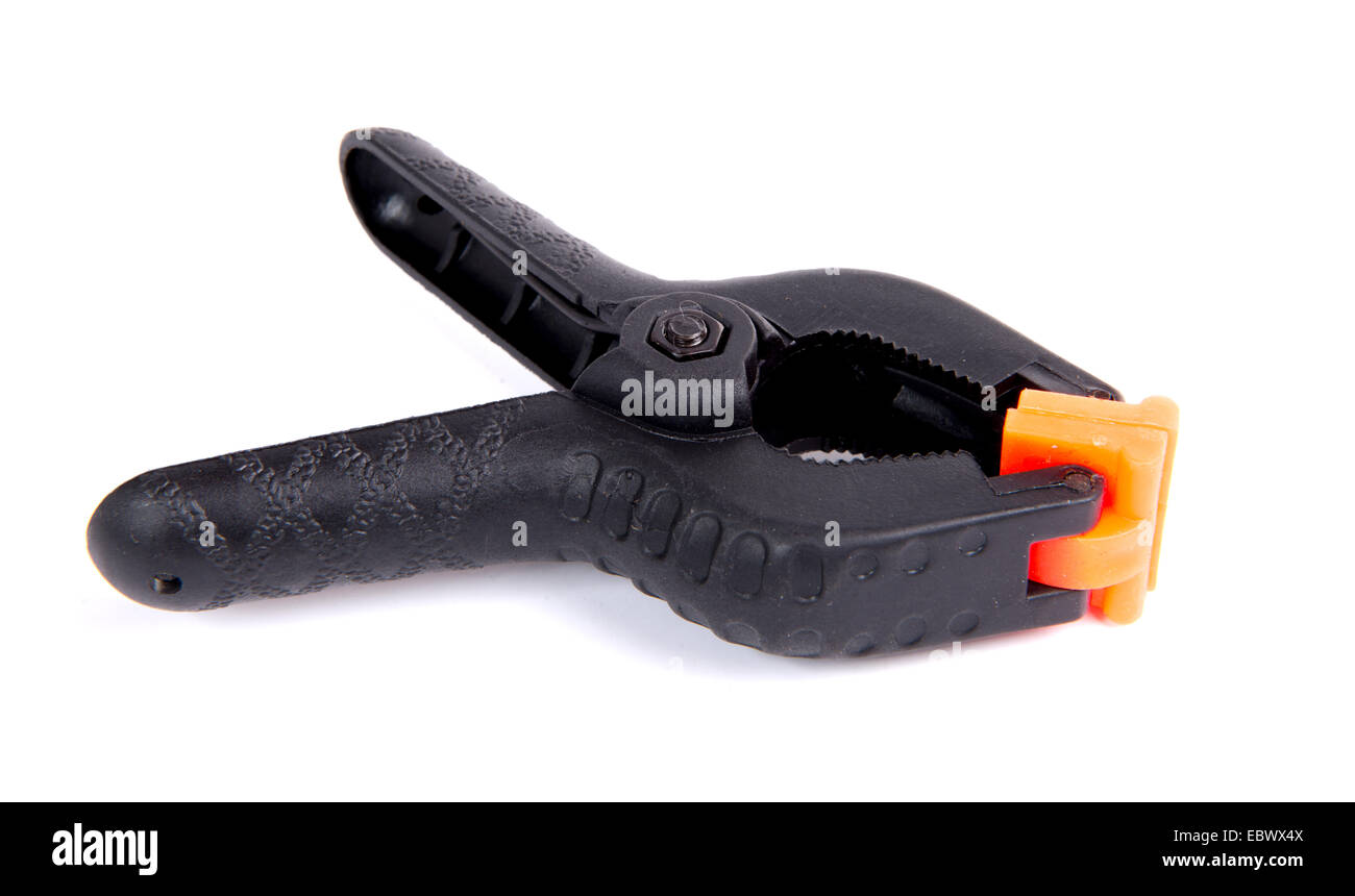 black plastic clamp for DIY on the white background Stock Photo - Alamy