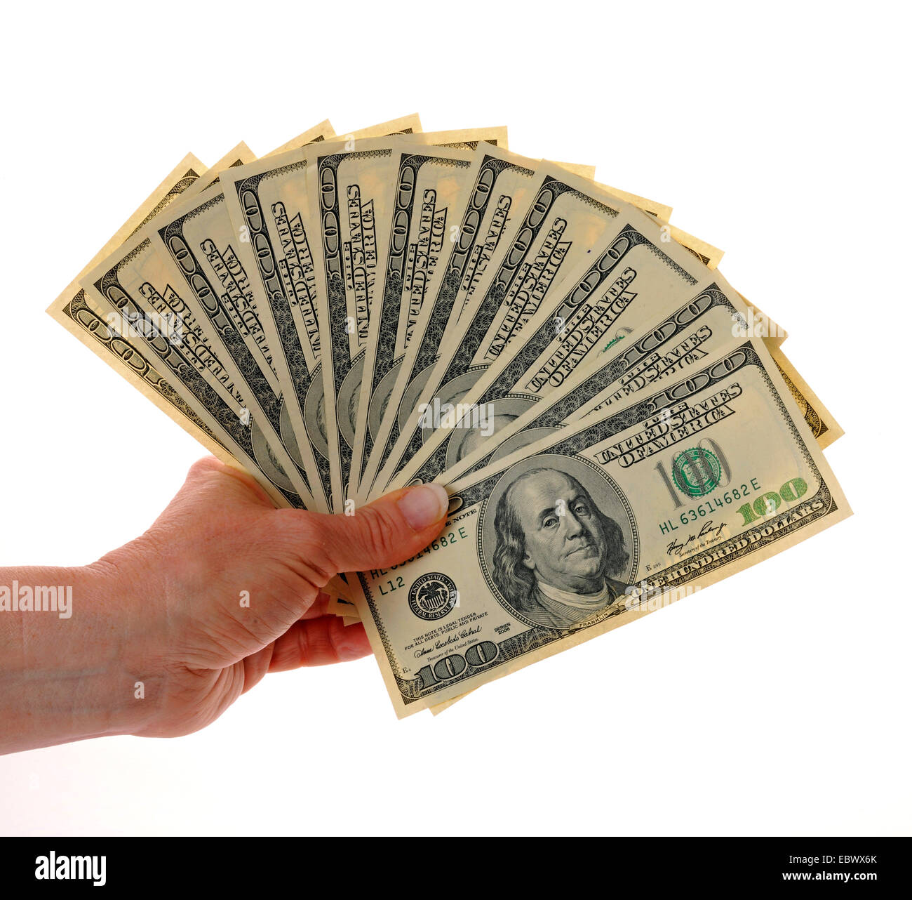 hand with dollar notes Stock Photo - Alamy