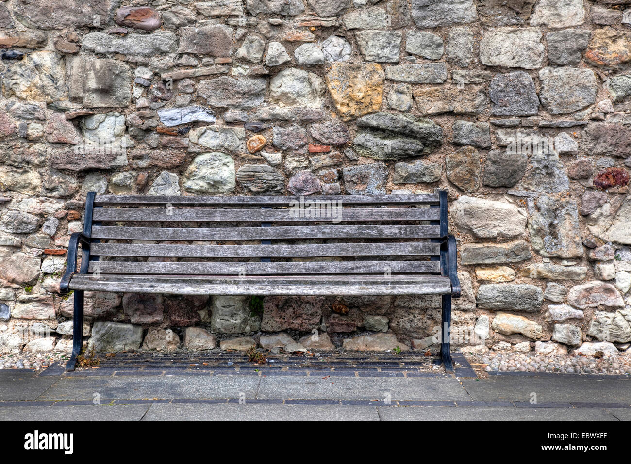 bench front of a wall, United Kingdom, England, Hampshire, Southampton ...
