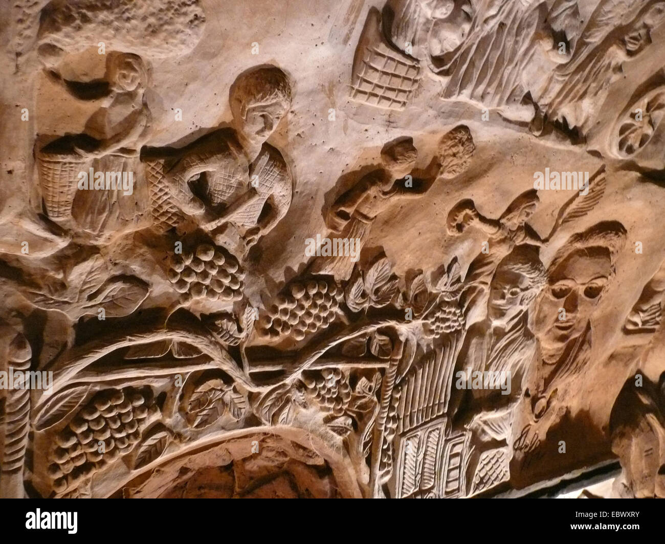 carvings in sandstone (loess) of cellar-vault, Austria, Lower Austria ...