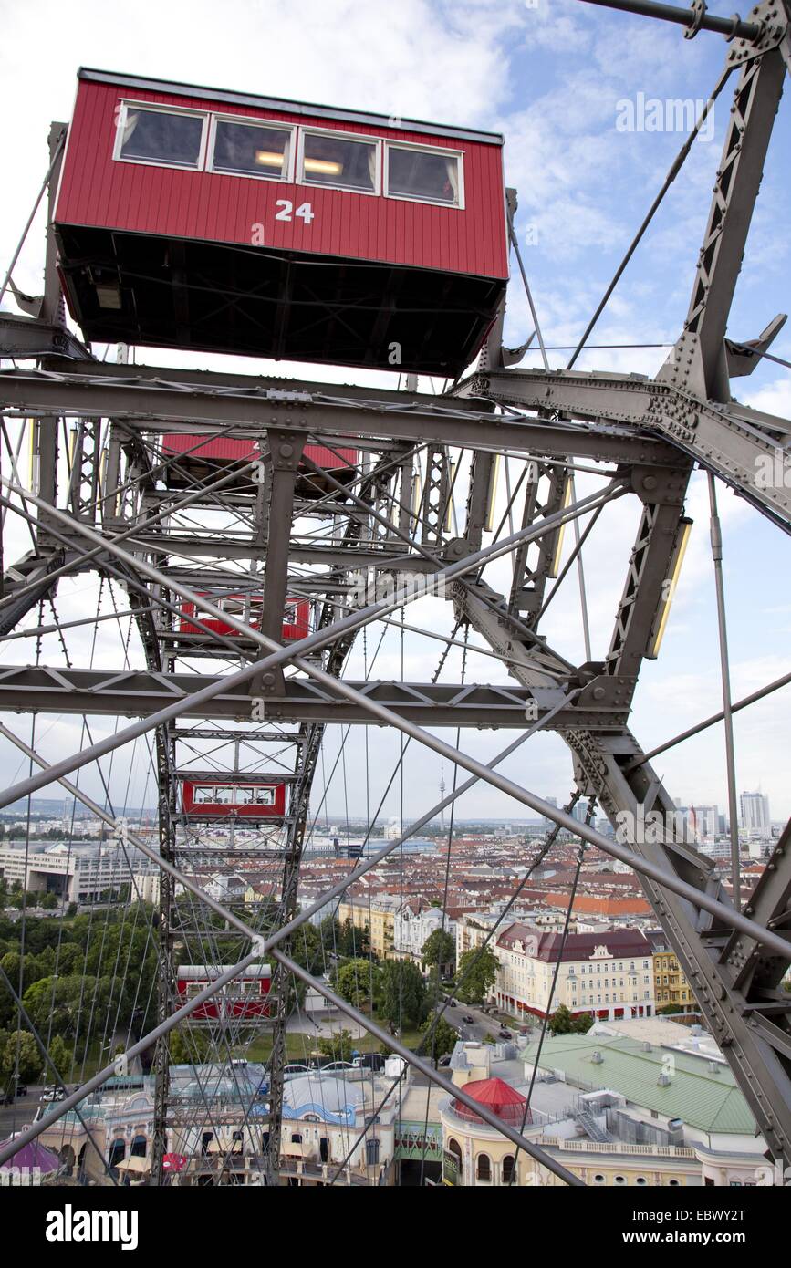 view out of a gondola at the Vienna Giant Ferris Wheel at the Prater ...