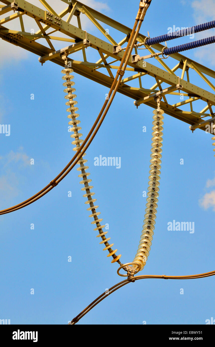 insulator of an 380 KV high-voltage transmission lines, Germany, North ...