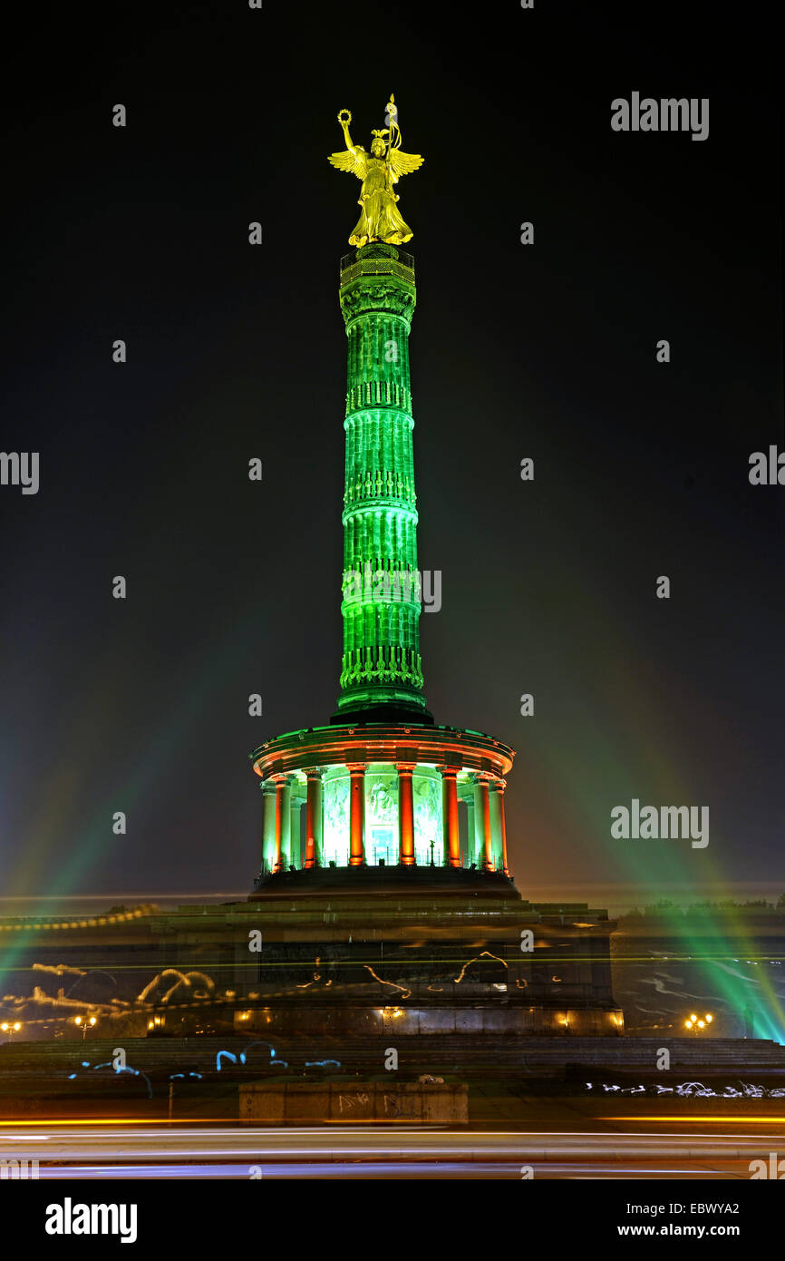 Illuminated Victory Column in Berlin, Germany, Berlin Stock Photo - Alamy