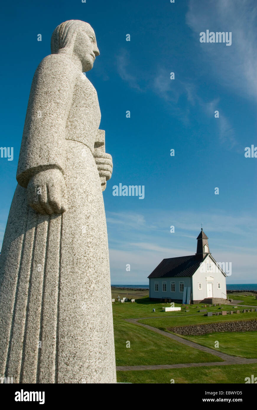 modern stone statue of a nun (by the artist Gunnfr ur J nsd ttir ...