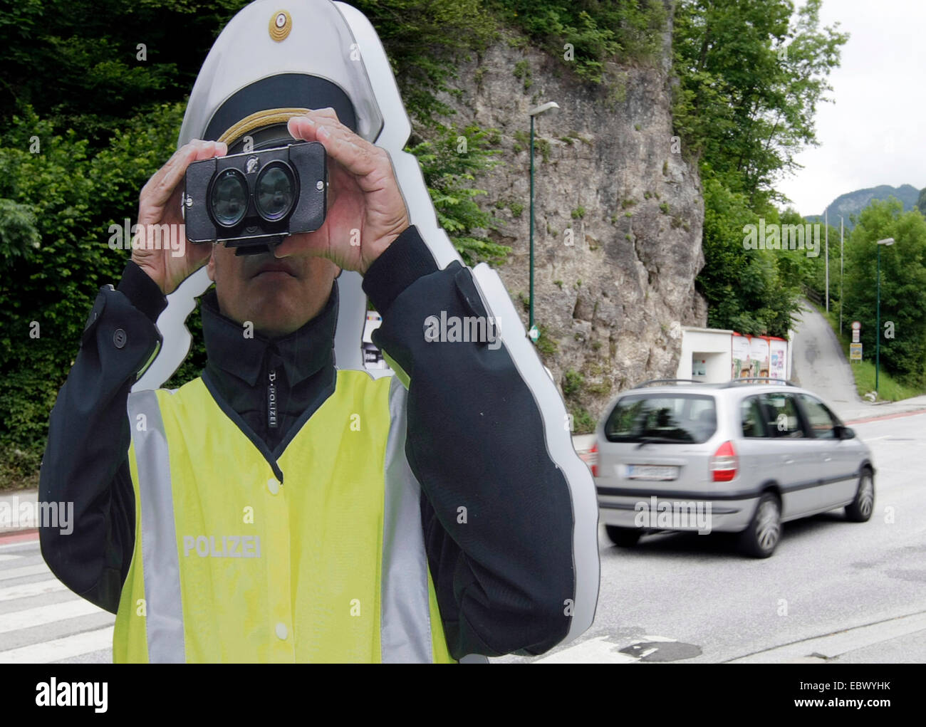 police dummy measuring speed, Austria, Tyrol Stock Photo - Alamy