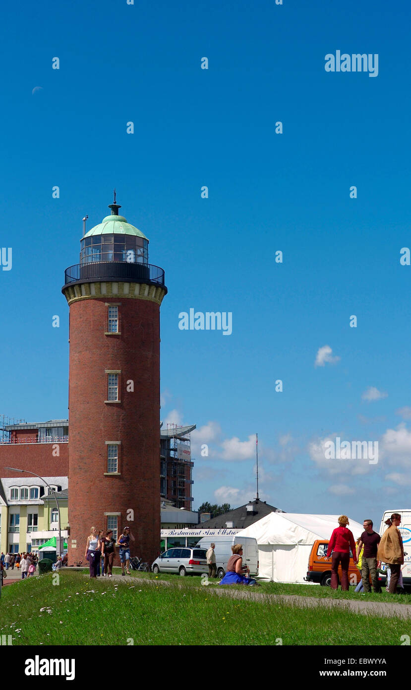 peolpe at lighthouse in Cuxhaven, Germany, Lower Saxony, Cuxhaven Stock ...