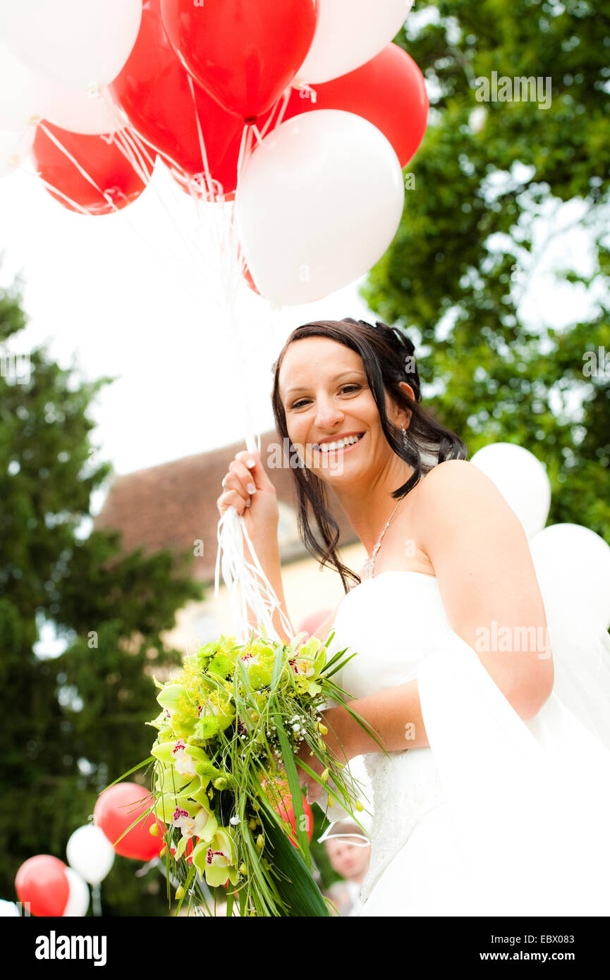 bride with balloons Stock Photo - Alamy