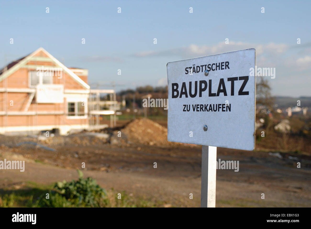 development area with information sign, Germany Stock Photo - Alamy