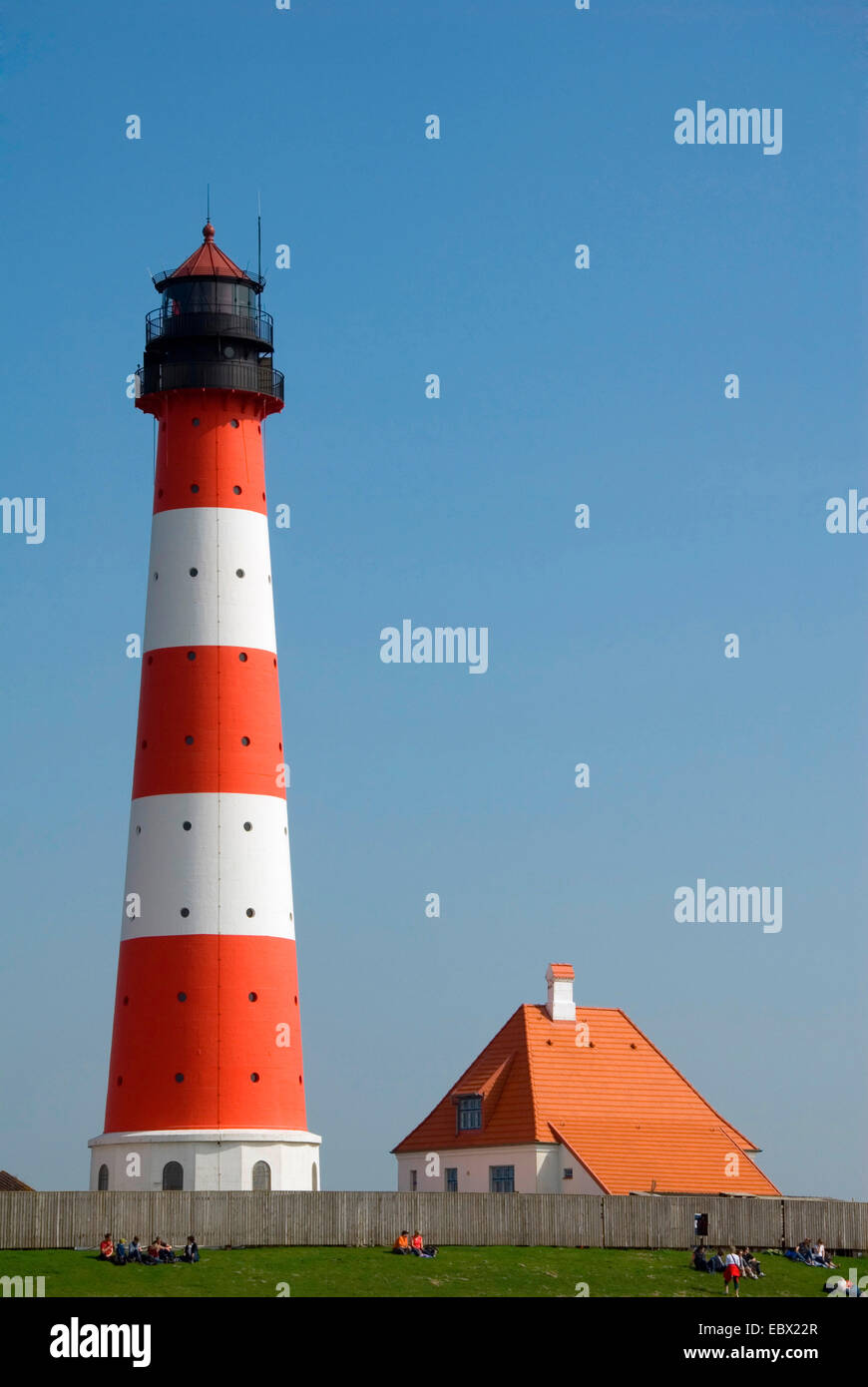 lighthouse in Westerheversand, Germany, Schleswig-Holstein, Westerhever ...