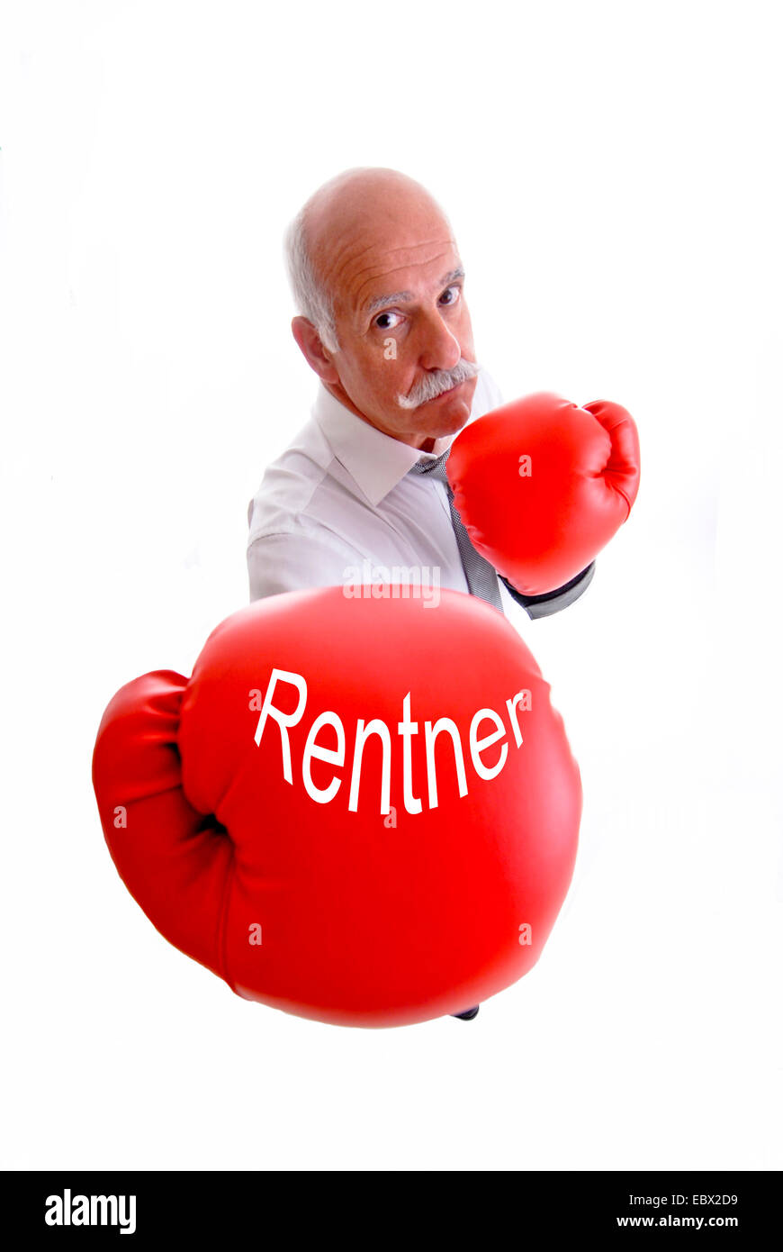 pensioner with boxing gloves Stock Photo - Alamy