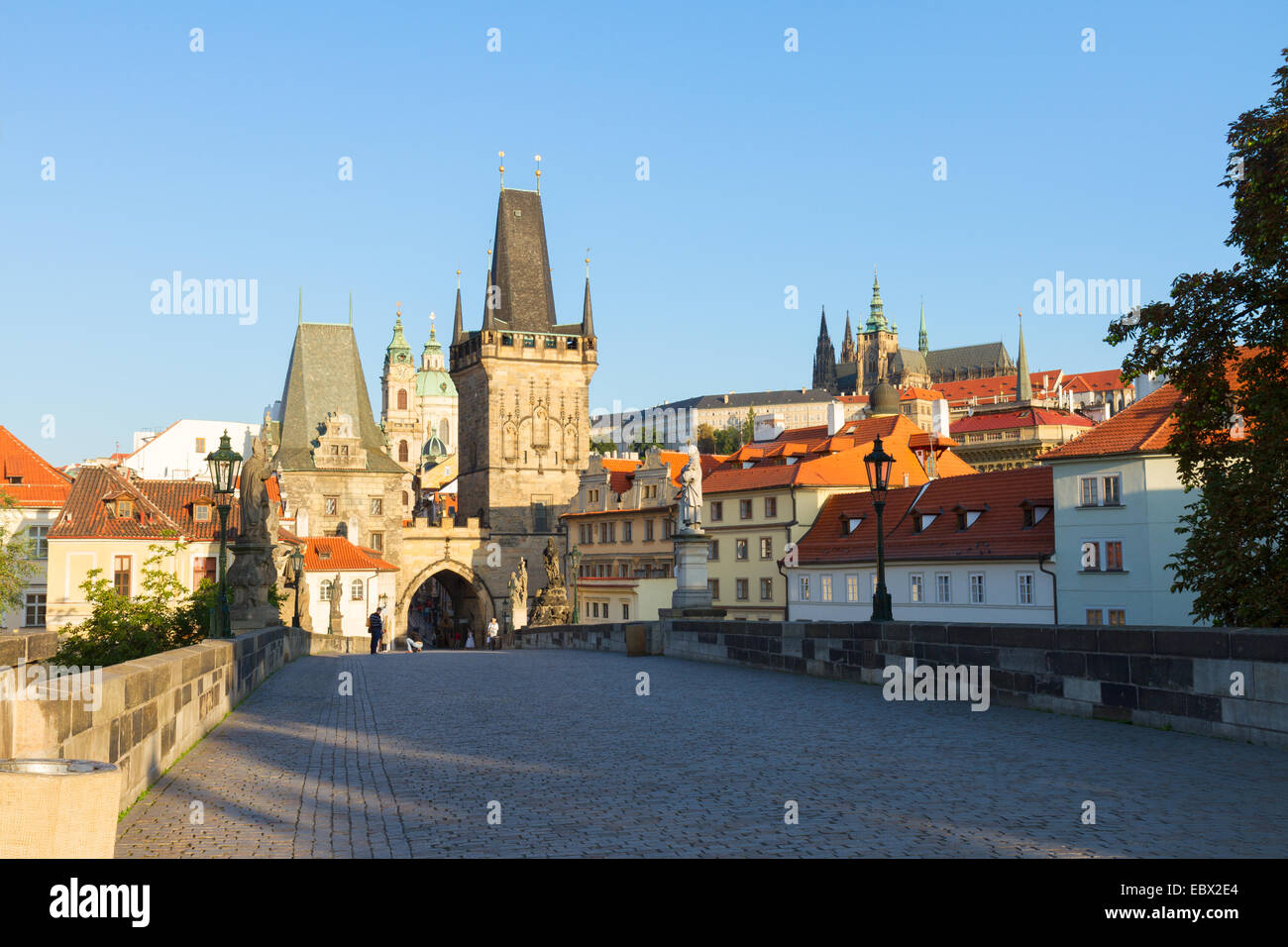 Gate tower and Charles bridge, Prague Stock Photo - Alamy