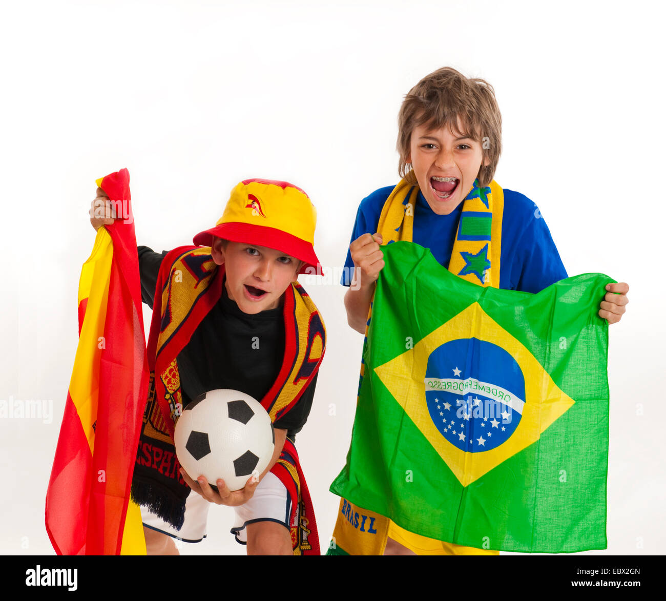 two boys as football fans during world championship in South Africa ...