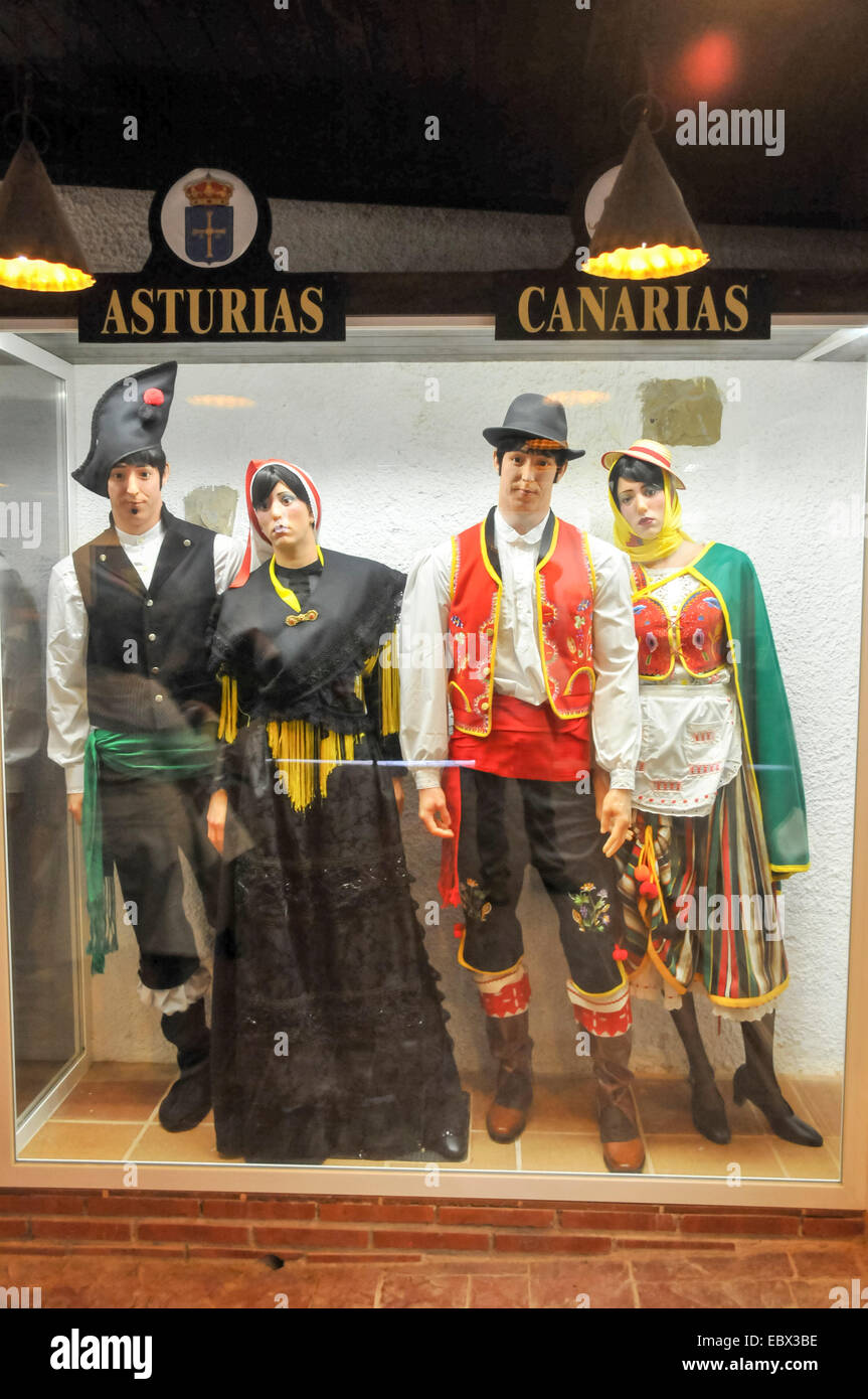 Display of traditional Spanish clothes from various regions Stock Photo ...