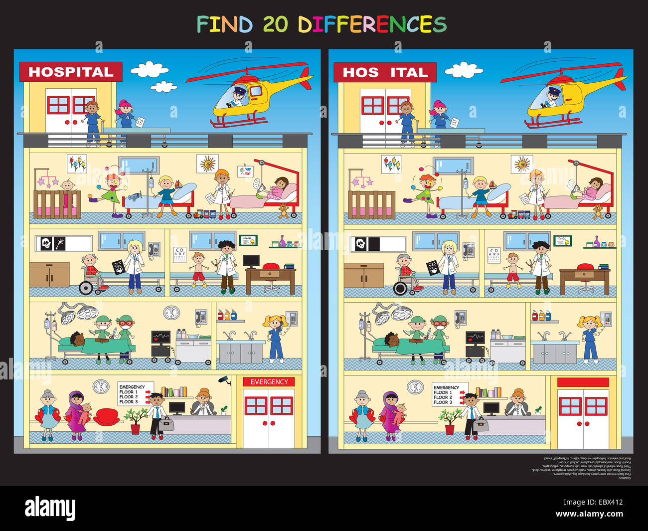 game for children: find the twenty differences in the hospital Stock ...
