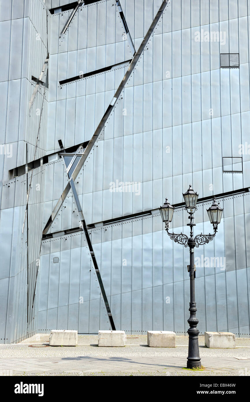 detail of Jewish Museum in Berlin with historical street lamp, Germany ...