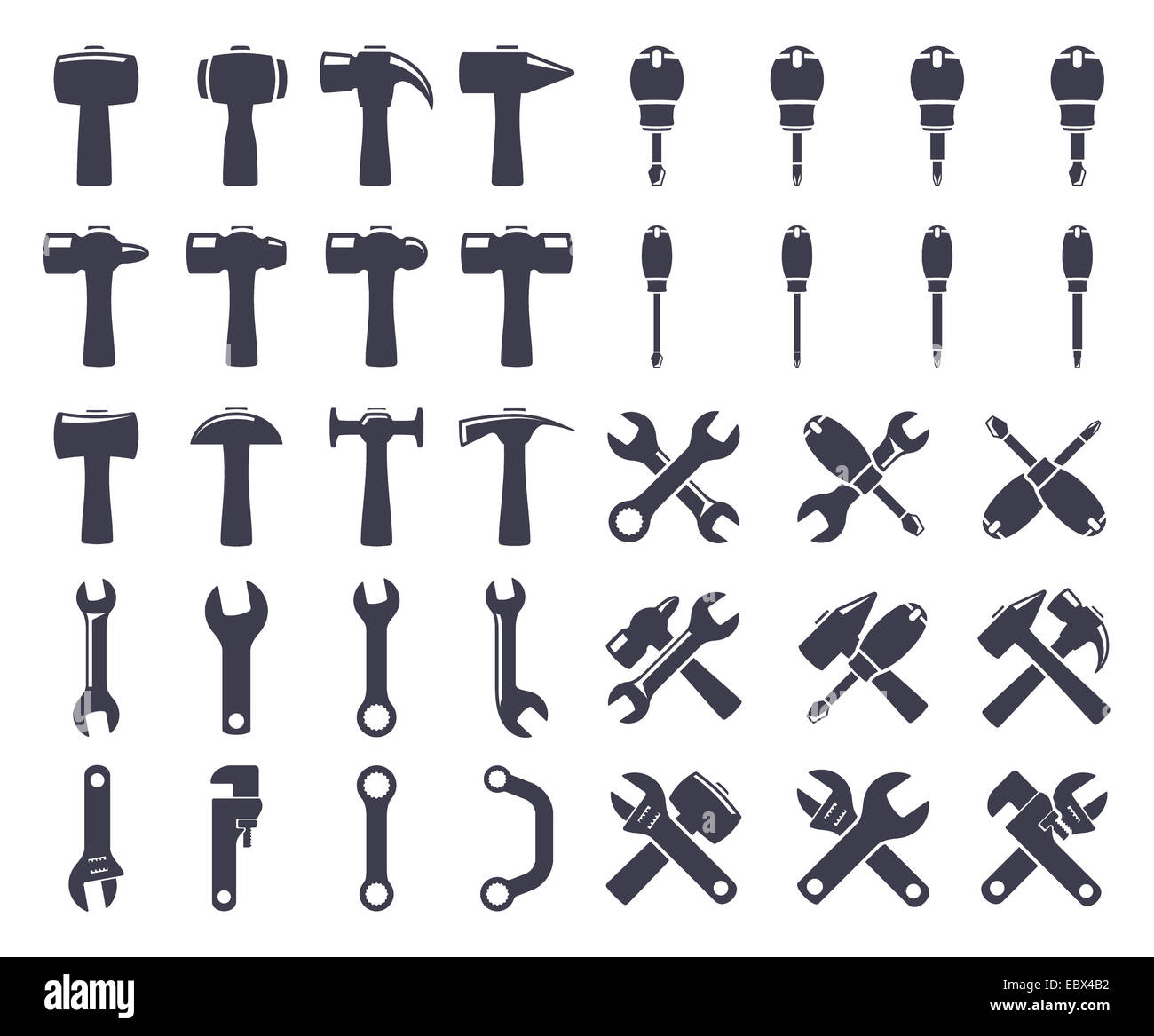 Set icons of tools Stock Photo - Alamy
