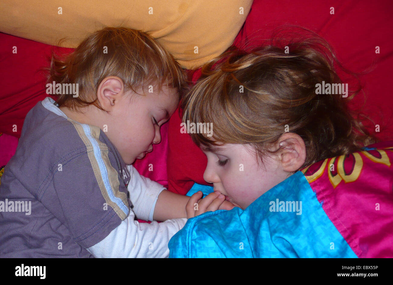 two brother sleeping in bed Stock Photo - Alamy