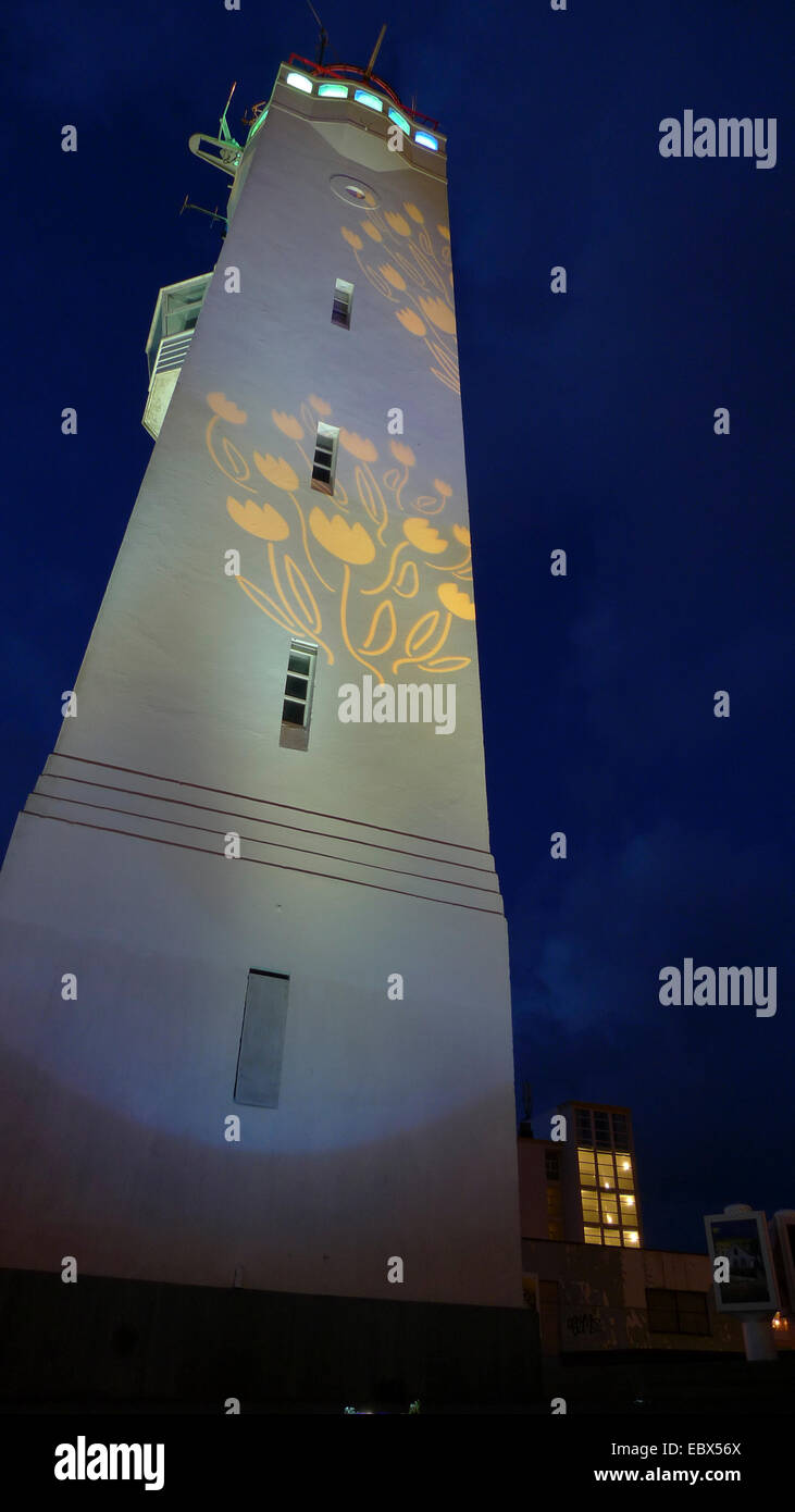 illuminated lighthouse at night, Netherlands, Noordwijk Stock Photo - Alamy
