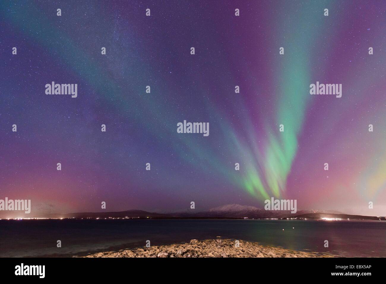 Aurora With Summer Triangle Stock Photo - Alamy