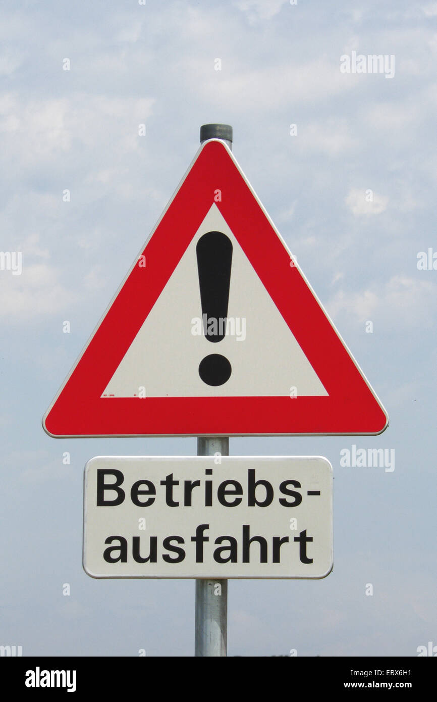 road sign caution of an exit Stock Photo - Alamy