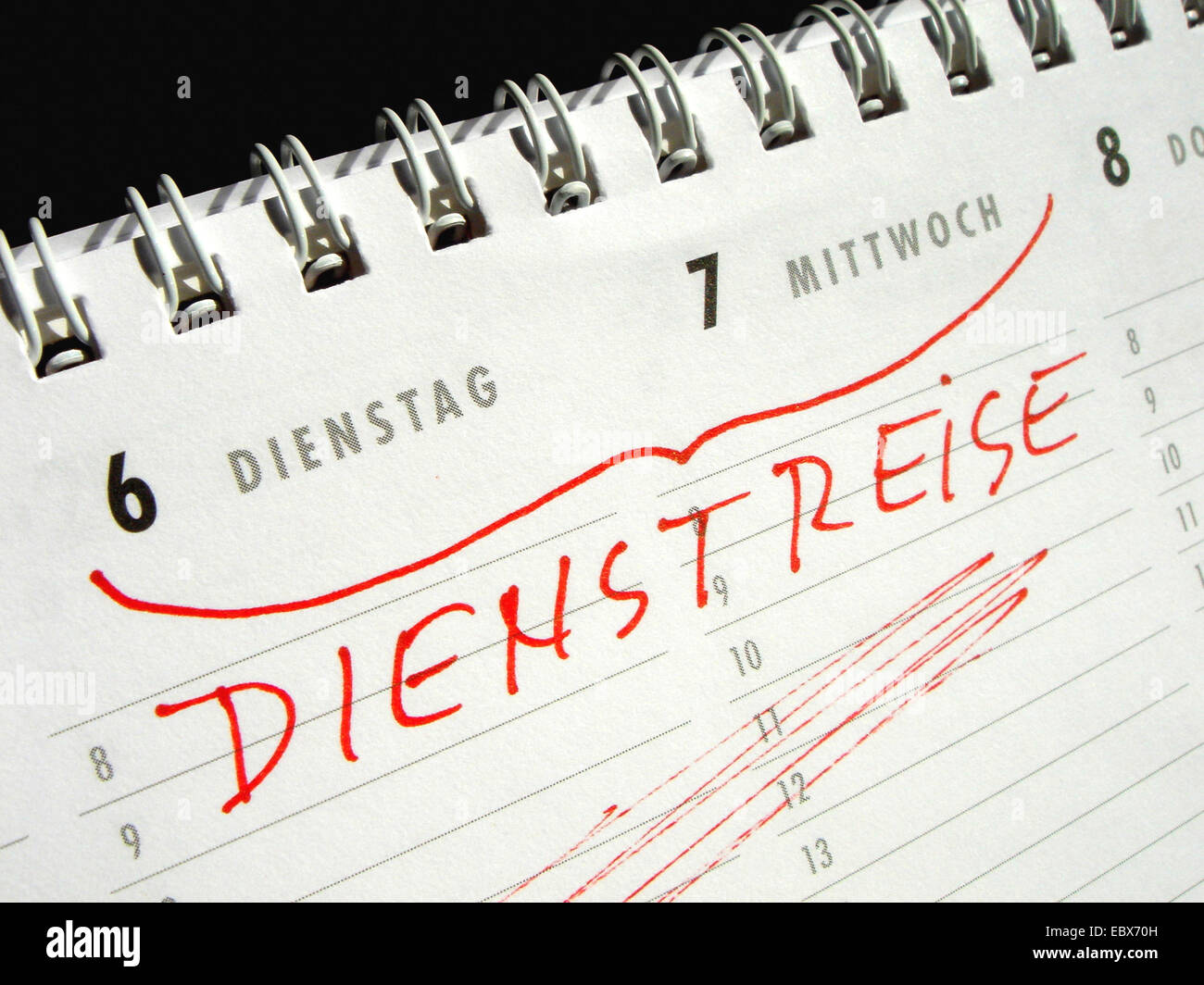 official travel - calendar entry Stock Photo - Alamy