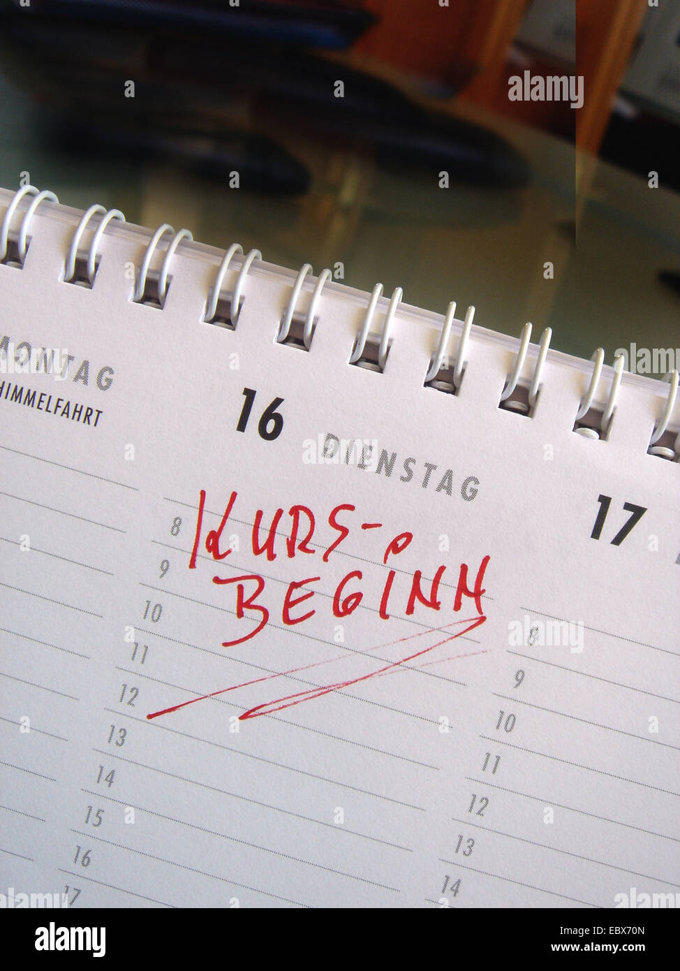 beginning of course - calendar entry Stock Photo - Alamy