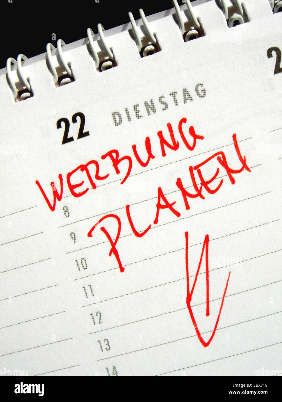 plan advertisement - calendar entry Stock Photo - Alamy