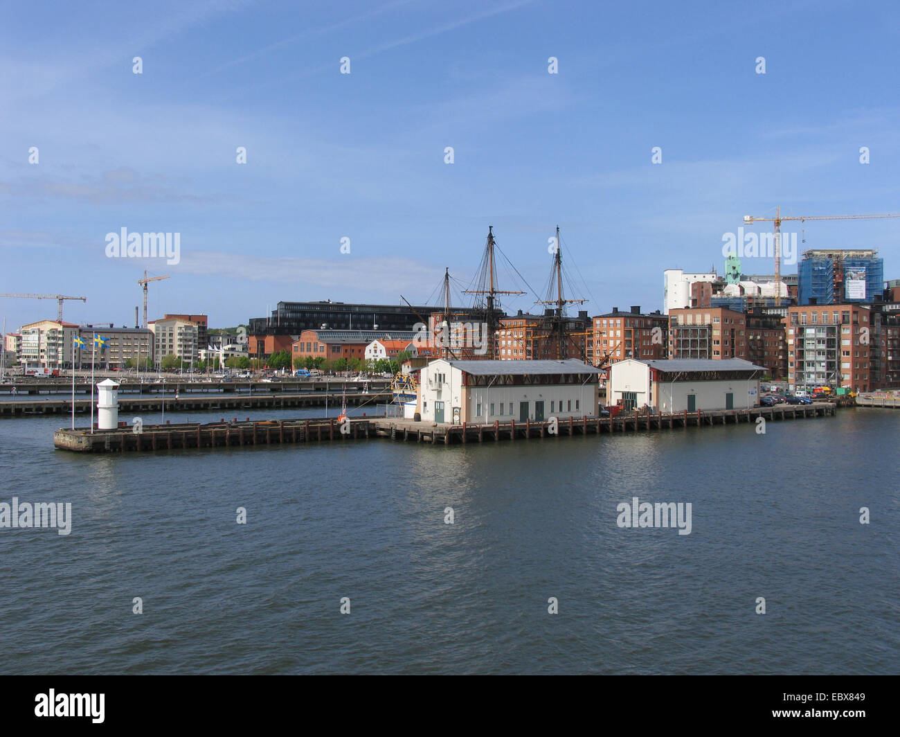 Port of Gothenburg. Cargo ships are unloaded and loaded here. Ferries ...