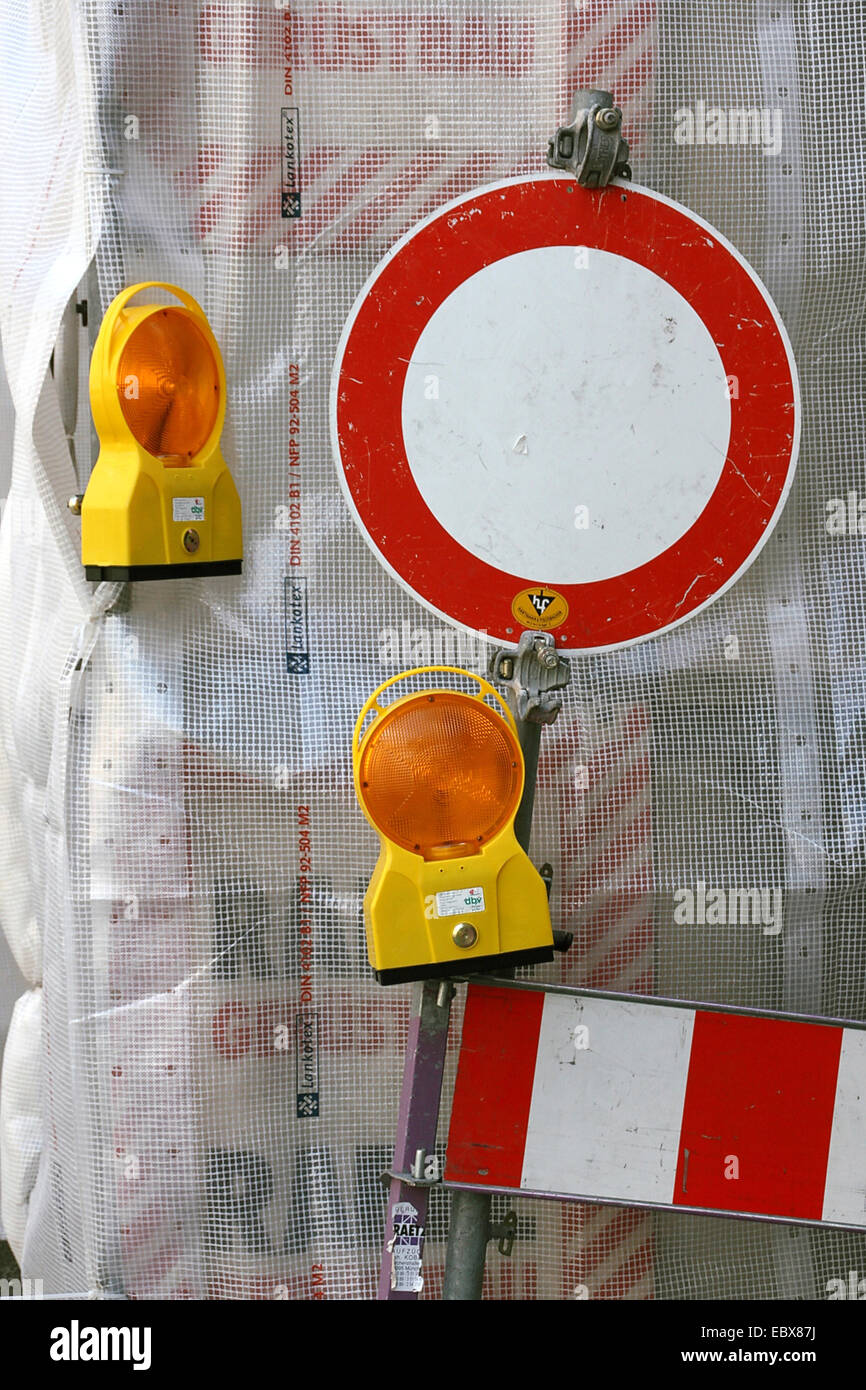 Road signs attention construction site hi-res stock photography and ...