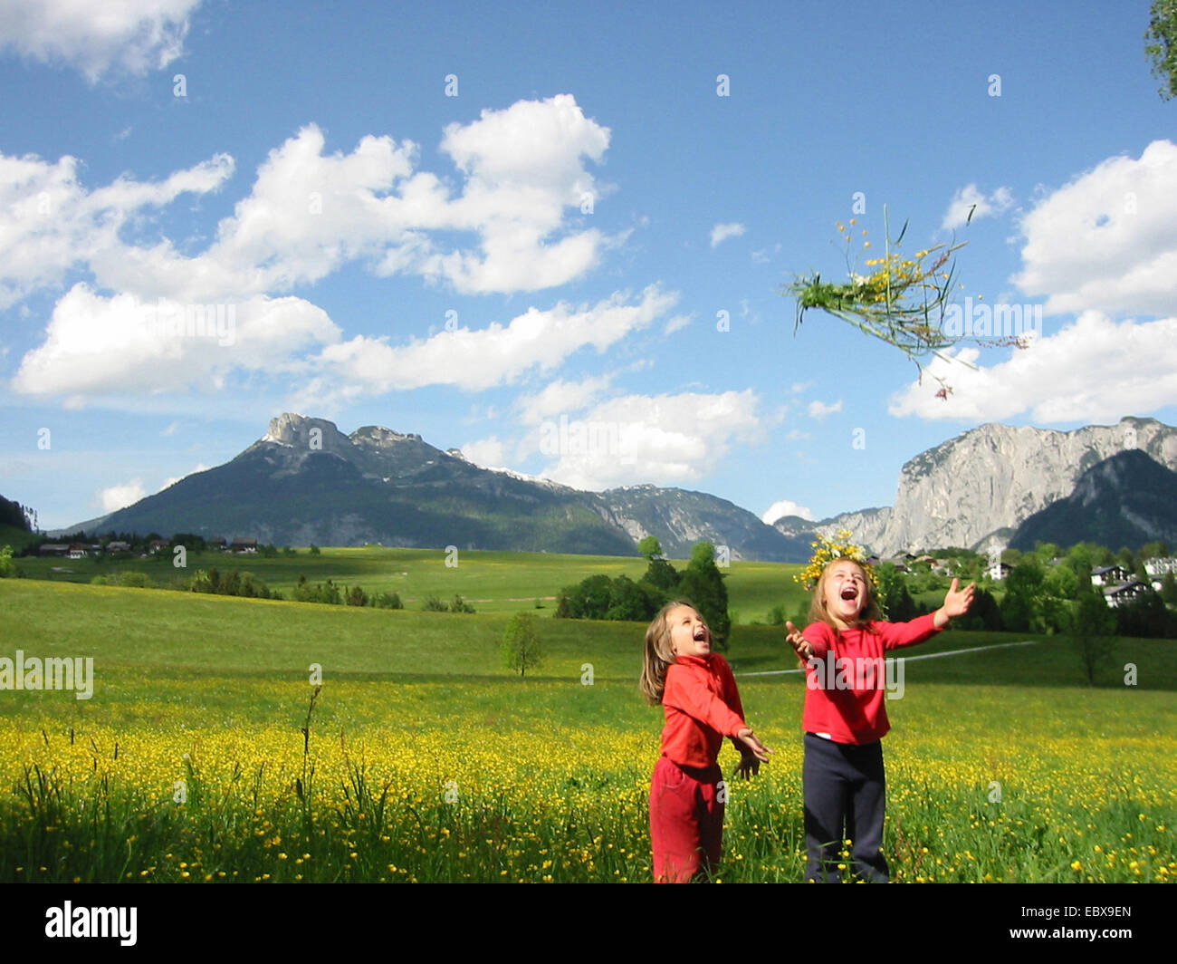 children playing in the open countryside Stock Photo - Alamy