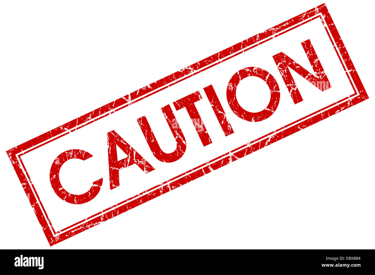 caution red square stamp isolated on white background Stock Photo - Alamy