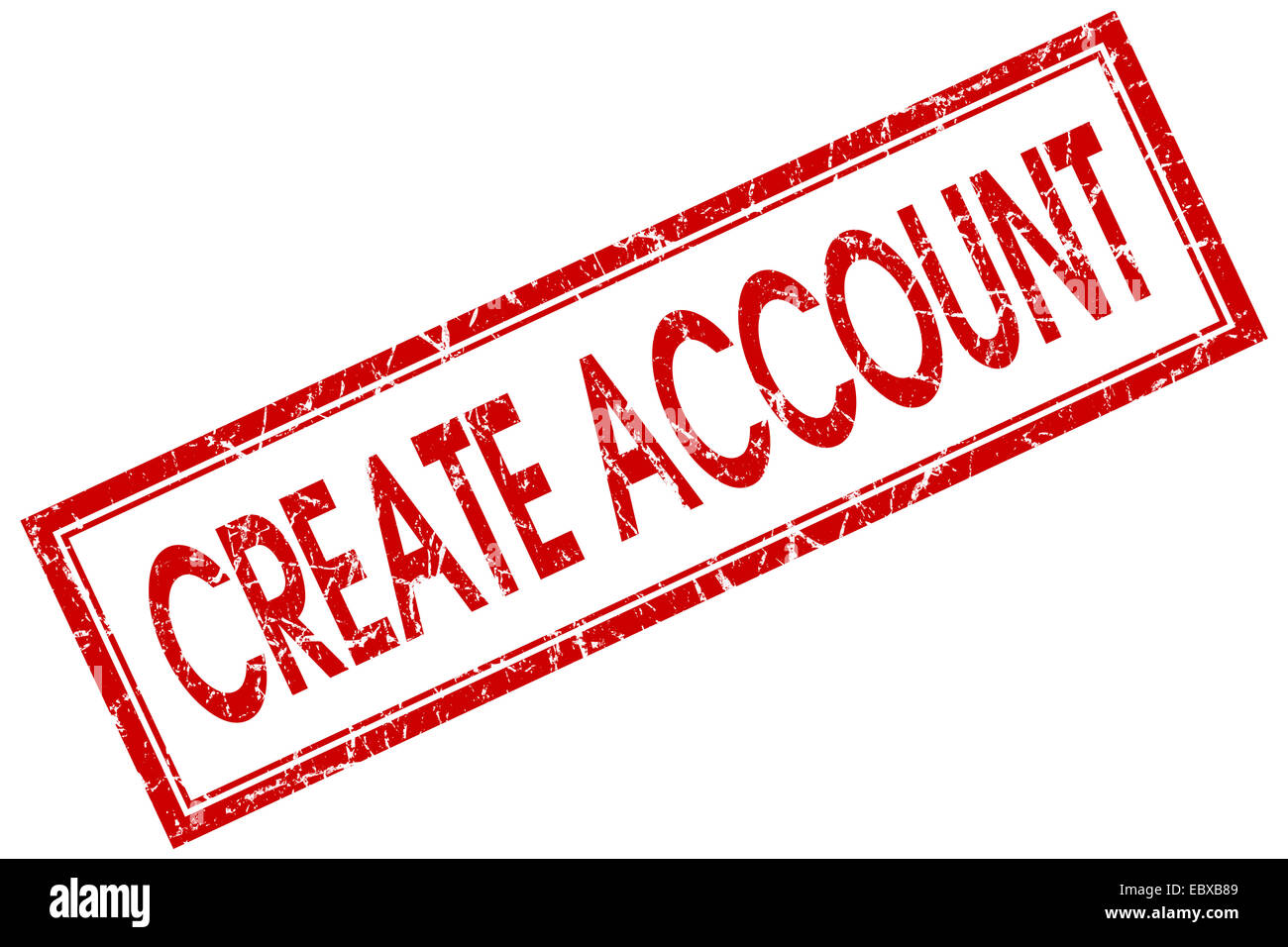 create account red square stamp isolated on white background Stock ...