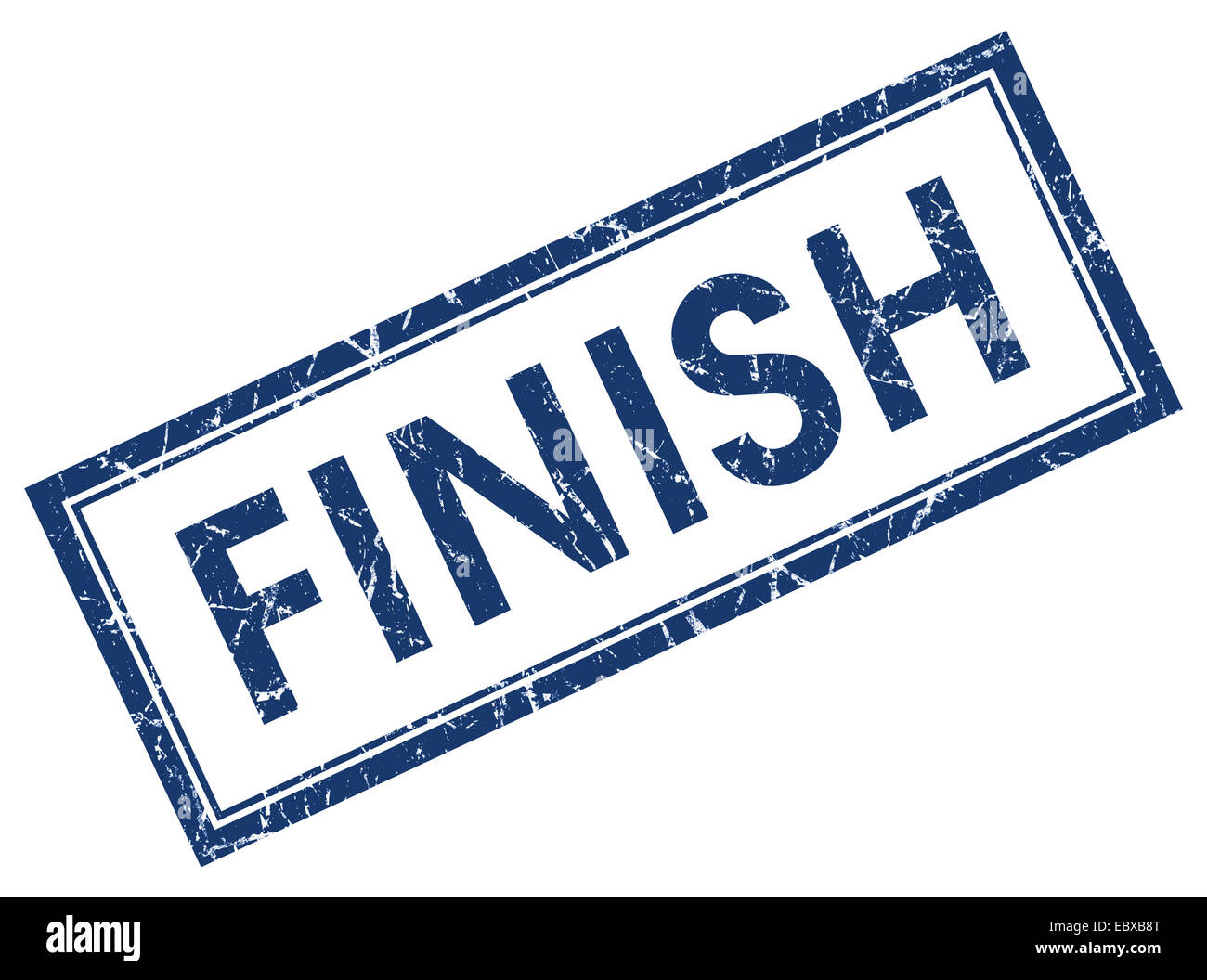 finish blue square stamp isolated on white background Stock Photo - Alamy