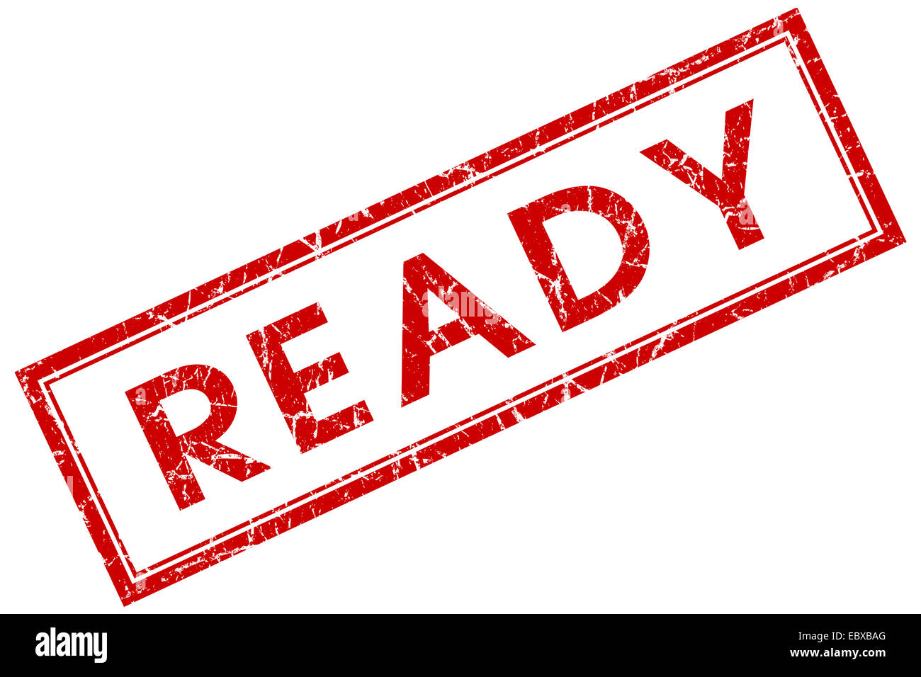 ready red square stamp isolated on white background Stock Photo - Alamy