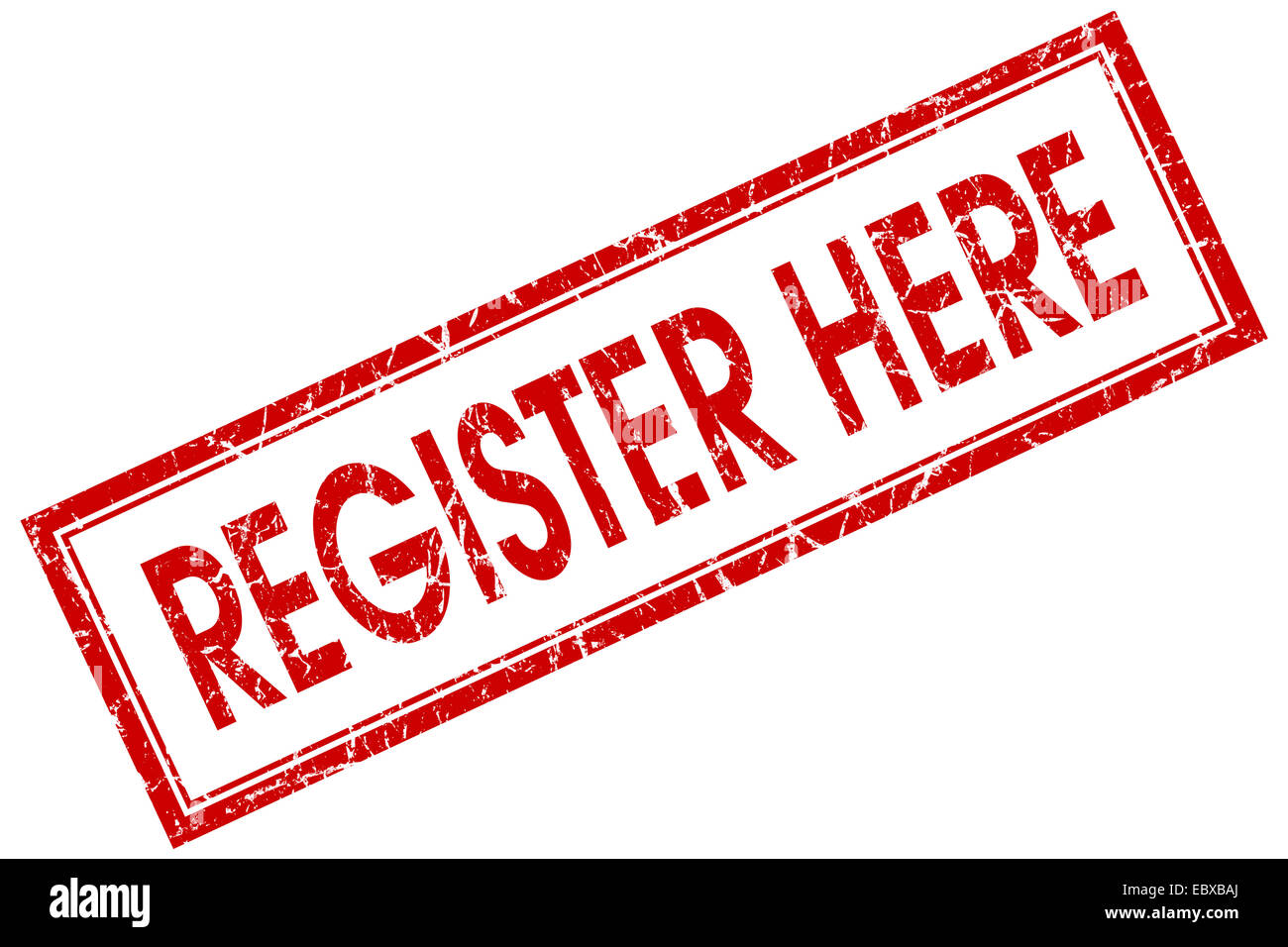 register here red square stamp isolated on white background Stock Photo ...