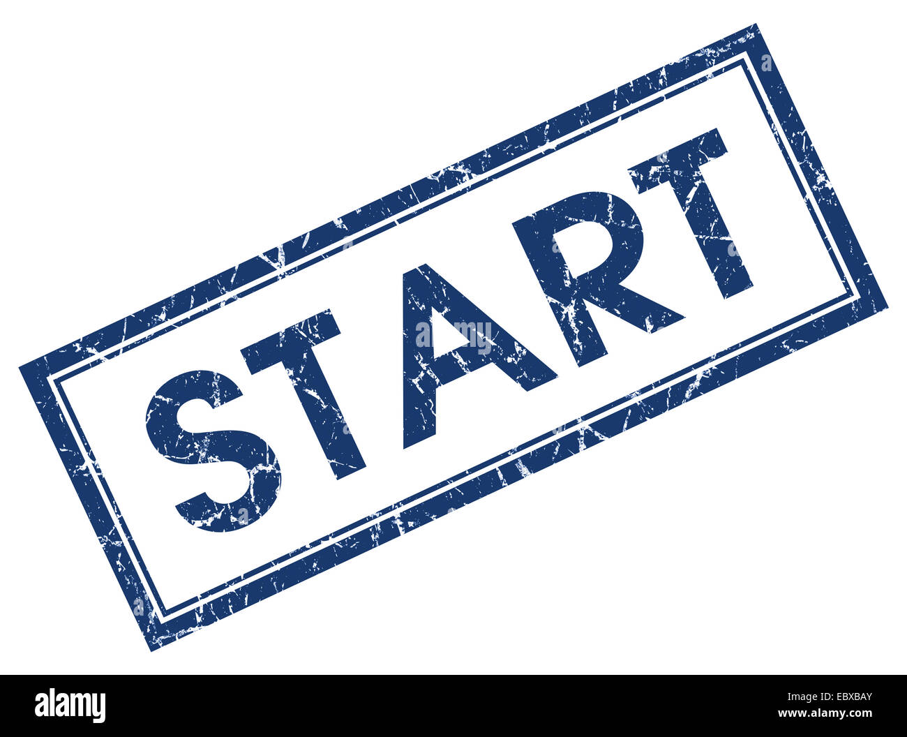start blue square stamp isolated on white background Stock Photo - Alamy
