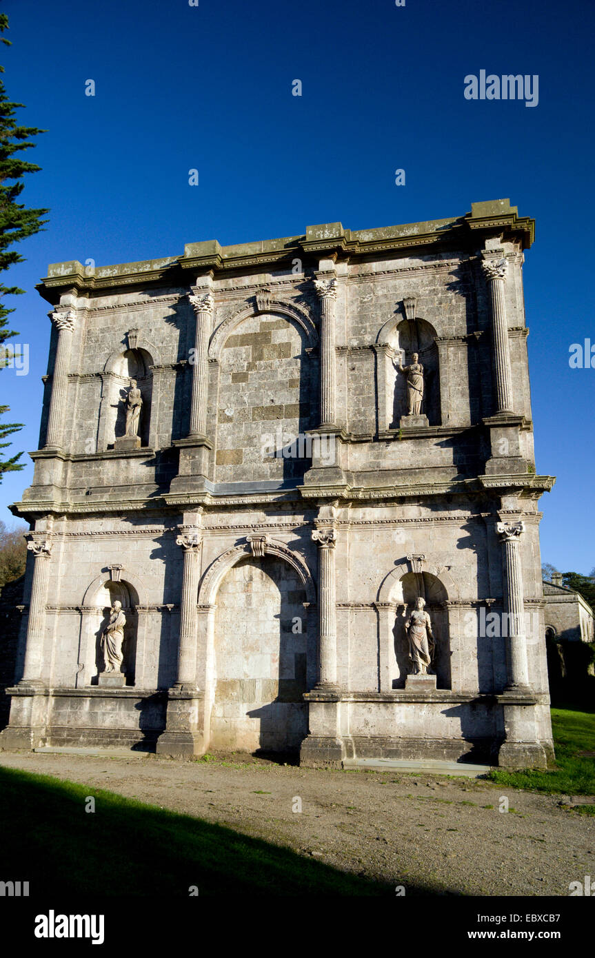 The Temple of Four Seasons facade on the Old Gardeners Cottage, Margam ...