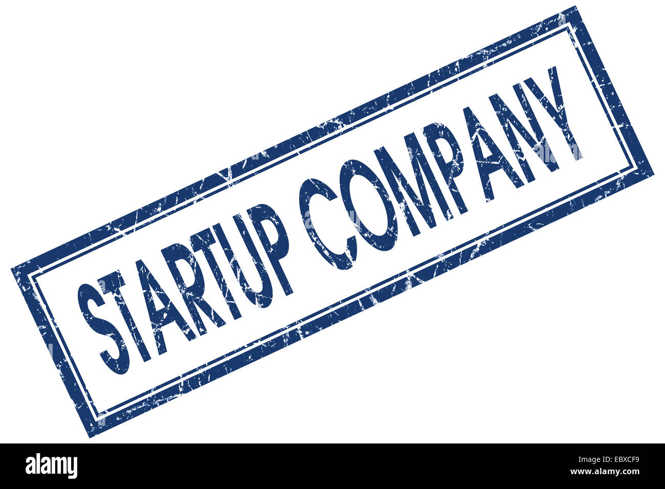 startup company blue square stamp isolated on white background Stock ...