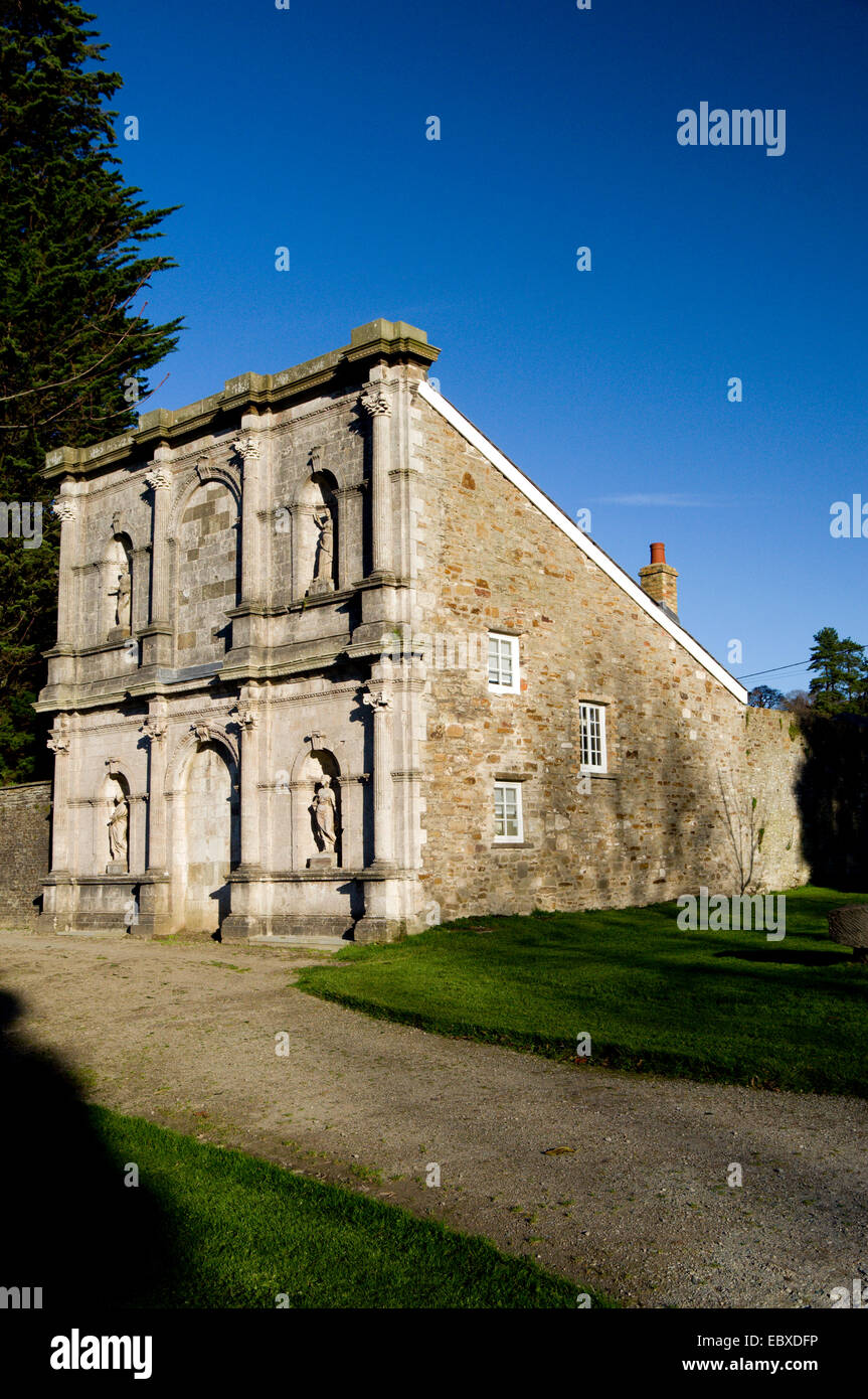 The Temple of Four Seasons facade on the Old Gardeners Cottage, Margam ...