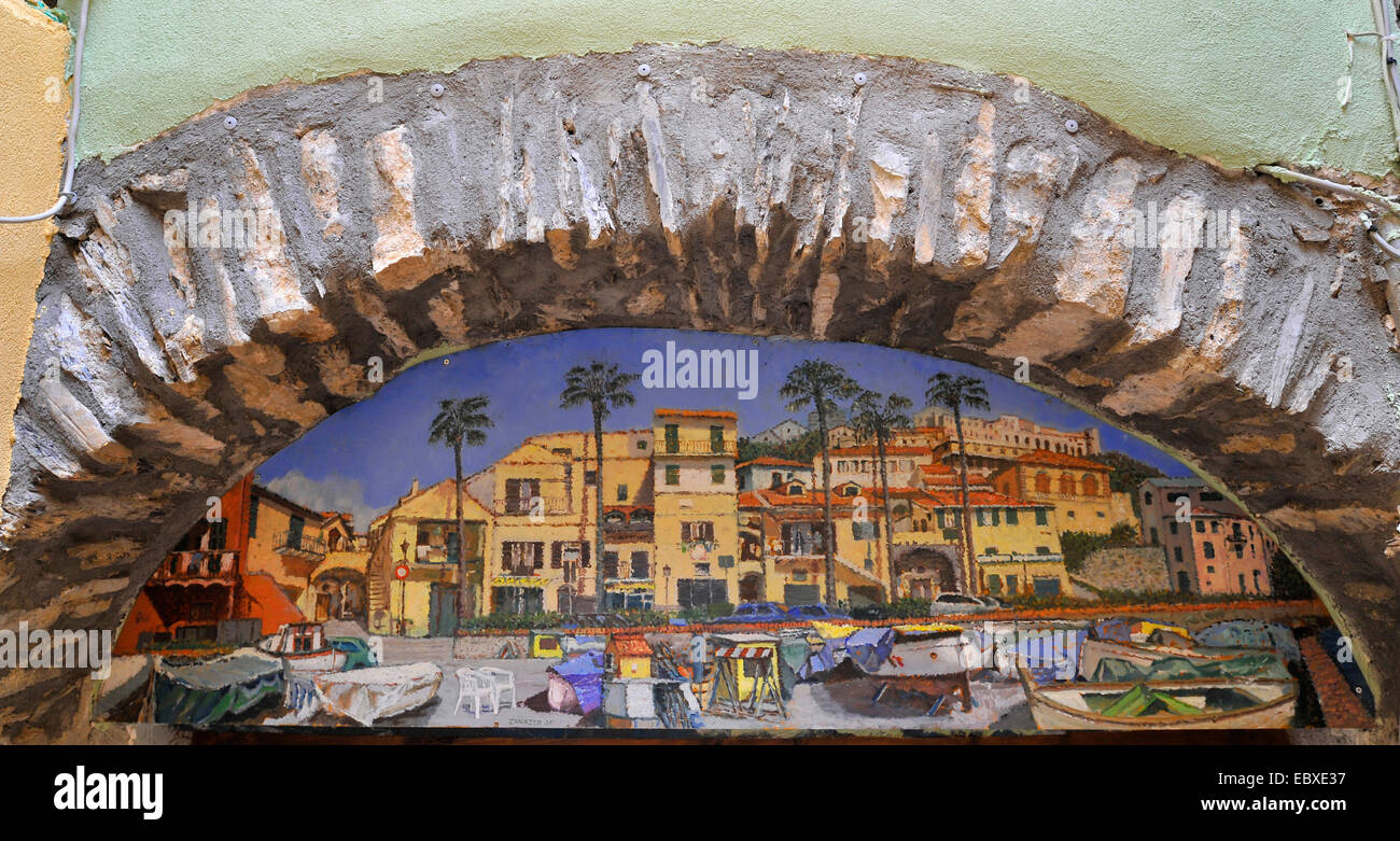 painted doors of Valloria, Italy, Liguria, Riviera dei Fiori Stock ...