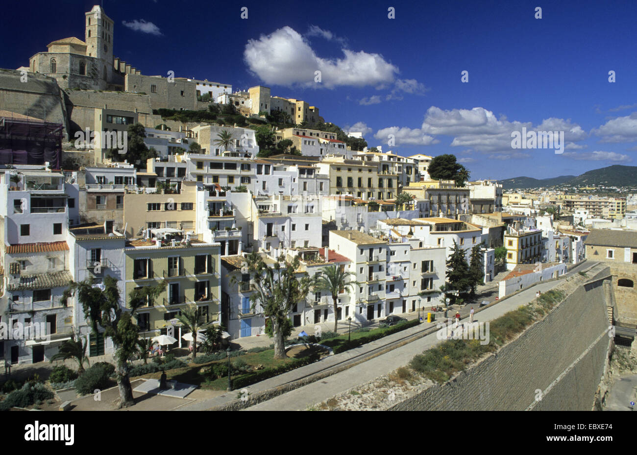 view of Dalt Vila, the historic center of Ibiza or Eivissa, Spain ...