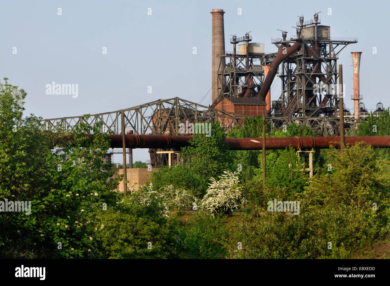 old heavy industry of Duisburg-Meiderich and industrial forest, Germany ...