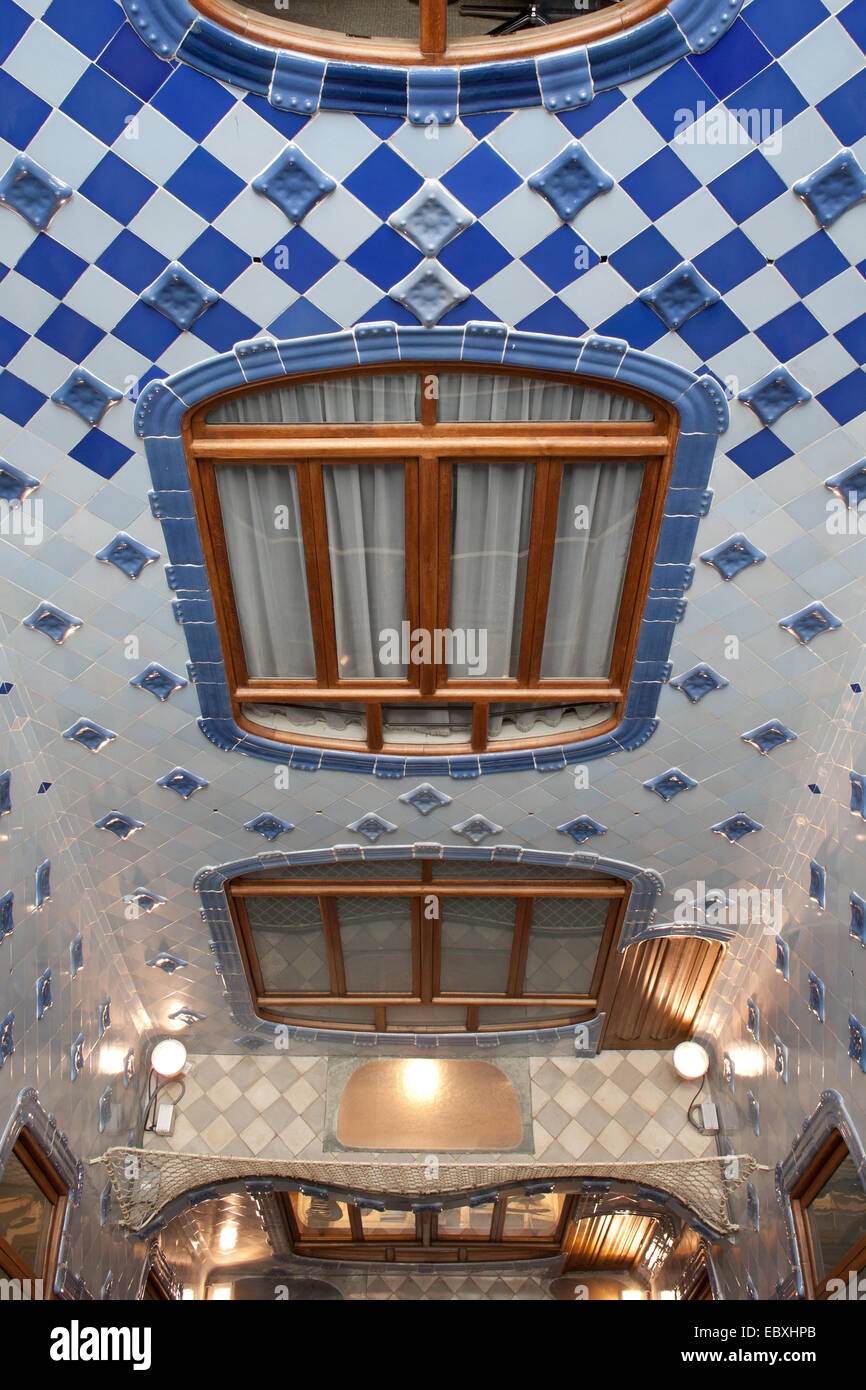 Casa Batllo by Antoni Gaudi in Barcelona, Catalonia, Spain. Windows and ...
