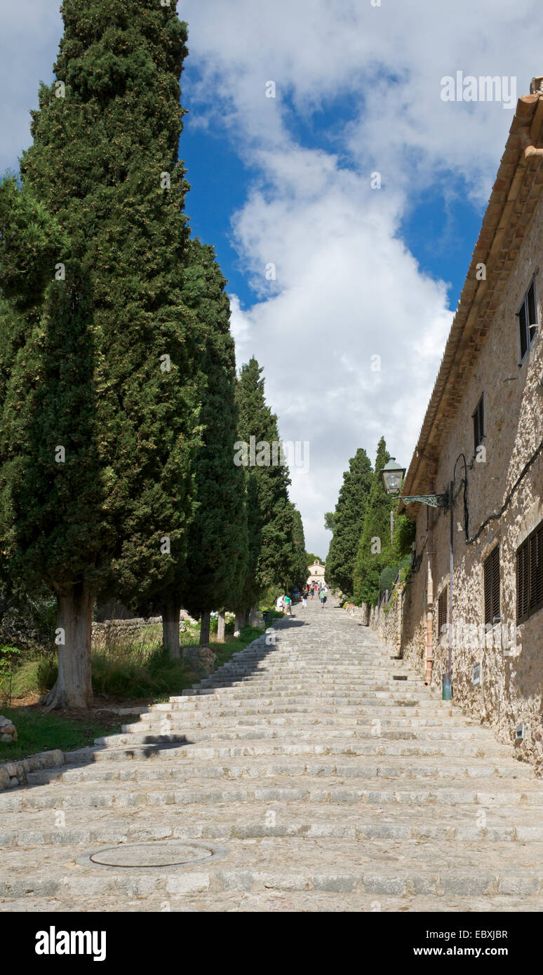 Calvari Steps leading to Calvati Chapel Pollenca Mallorca Spain Stock ...