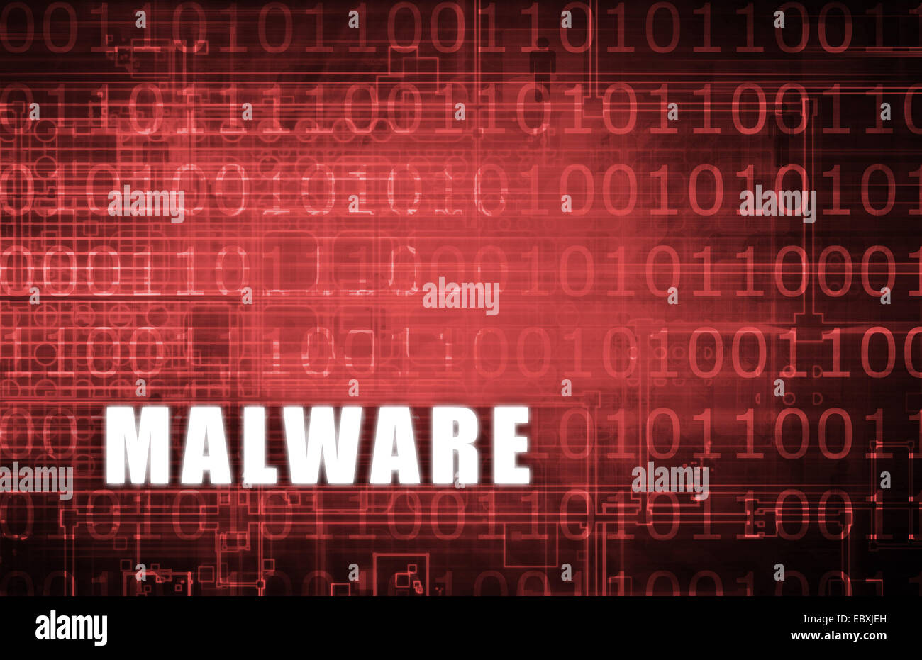 Malware on a Digital Binary Warning Abstract Stock Photo - Alamy