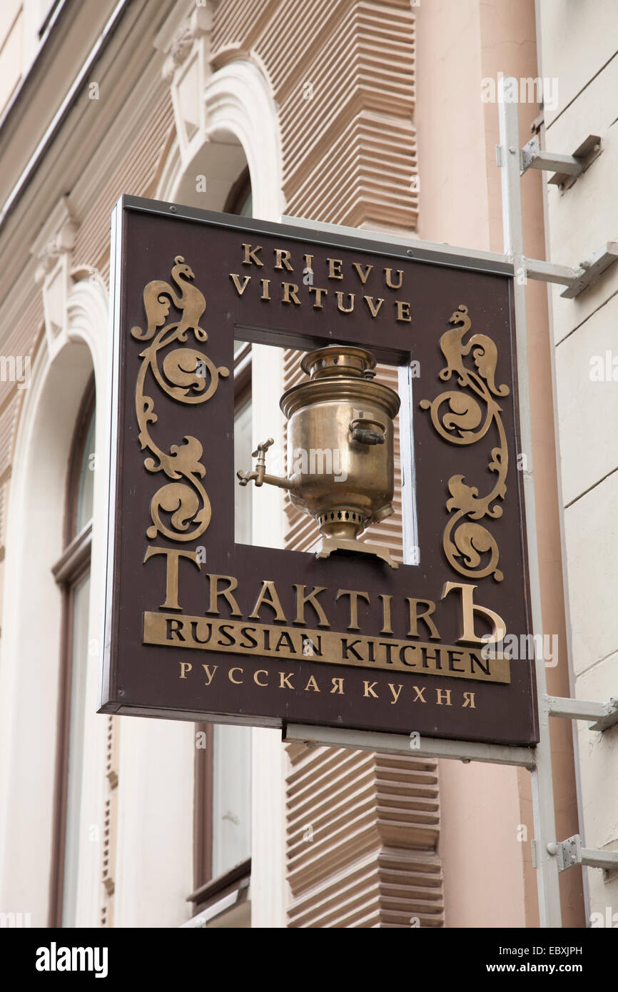 Traktirb Russian Restaurant Sign, Riga, Latvia Stock Photo - Alamy