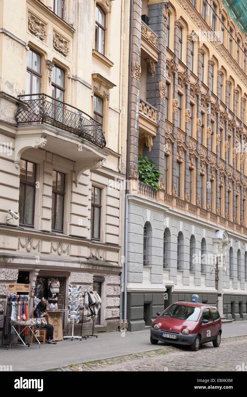 Art Nouveau Building Facade in Alberta Lela Street; Riga; Latvia Stock ...