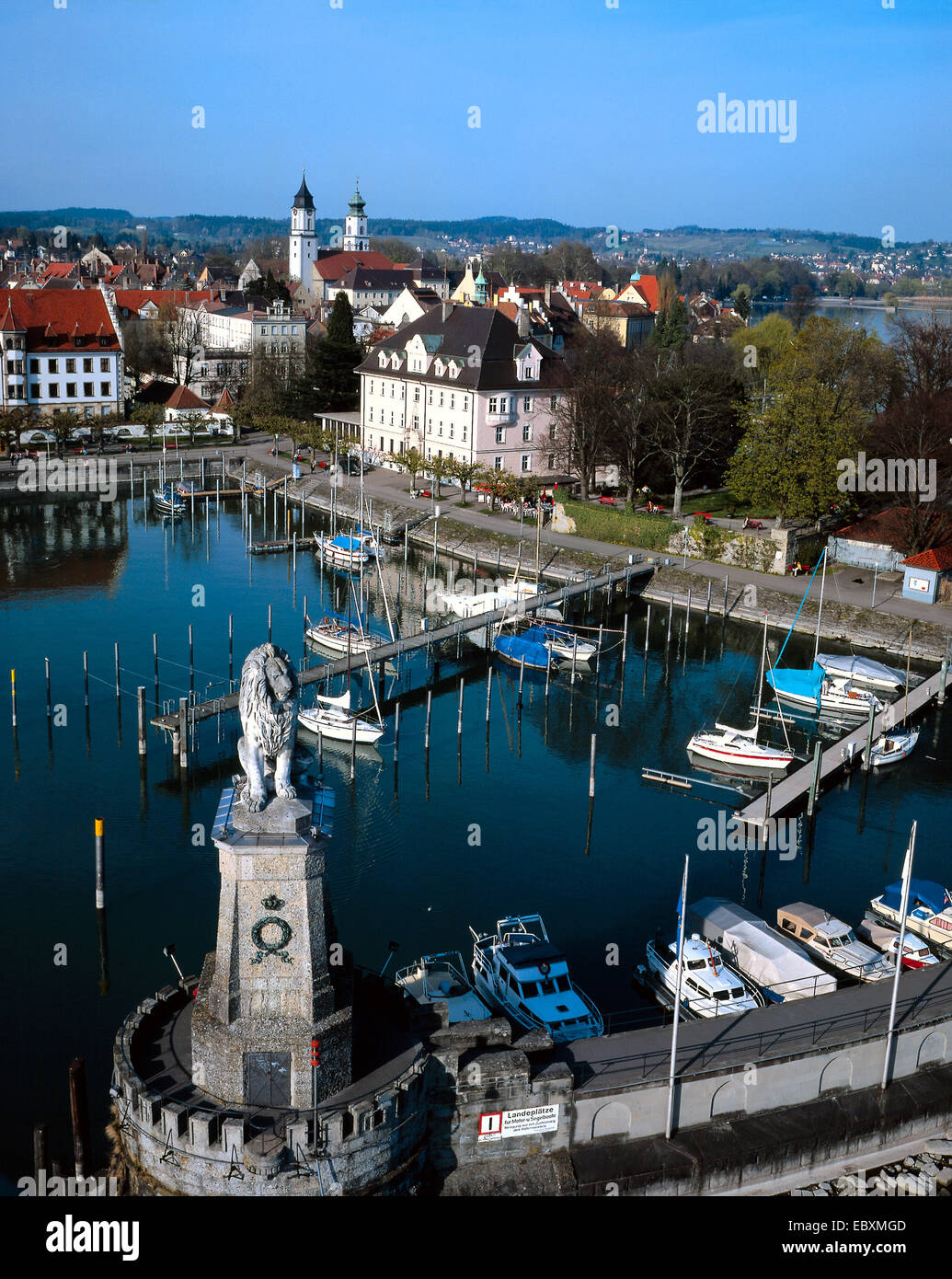Lindau at Lake Constance, view from lighthouse onto harbour Stock Photo ...