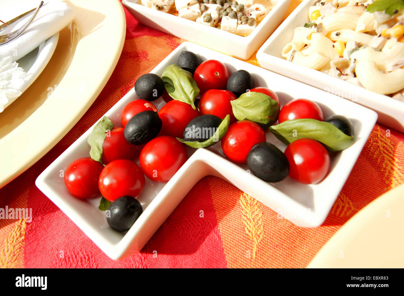 partytable with mixed starters Stock Photo - Alamy