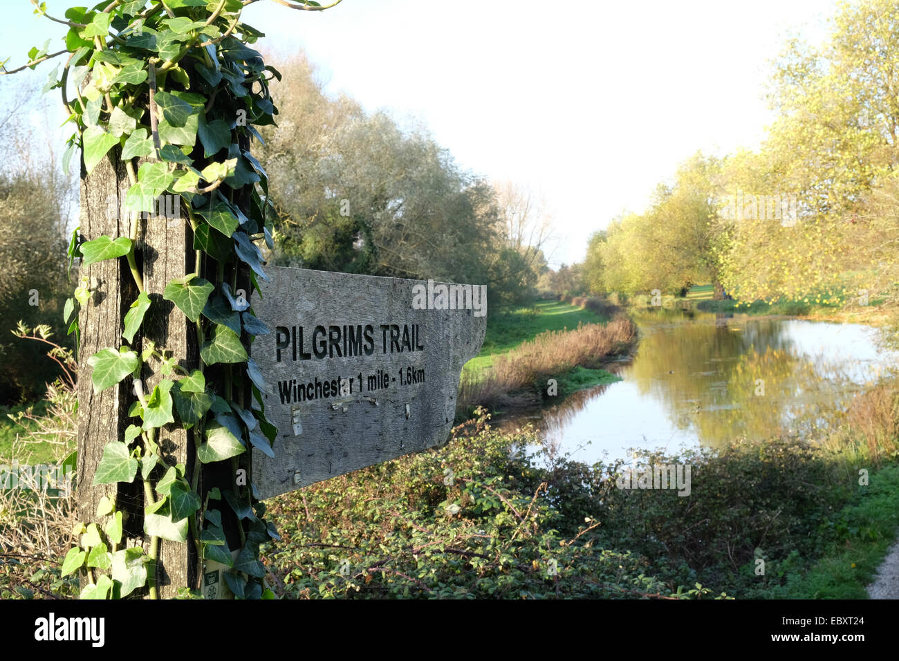 Pilgrims trail walk in Winchester England Stock Photo - Alamy